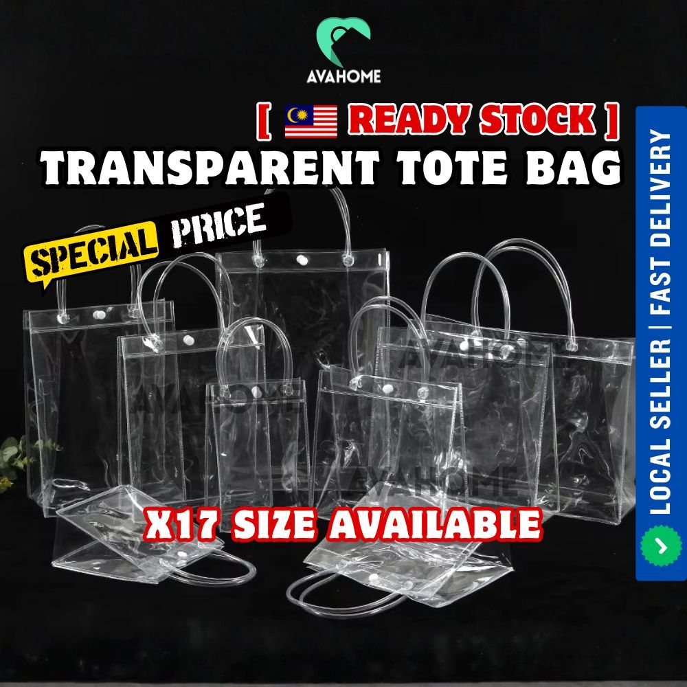 Avahome Transparent PVC Tote Bag Clear PVC Tote Bag Shopping Packaging ...