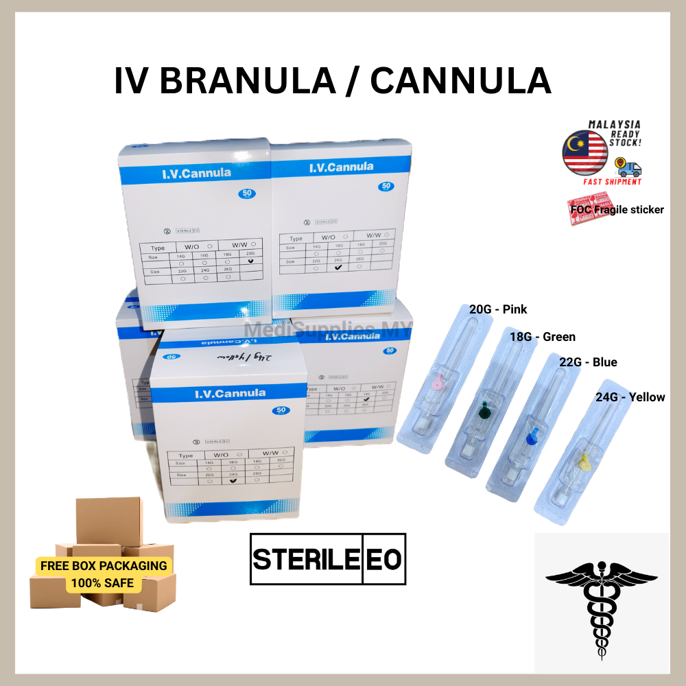 (50 Pieces) - IV Cannula (Intravenous Catheter) / Branula / Kanula IV ...