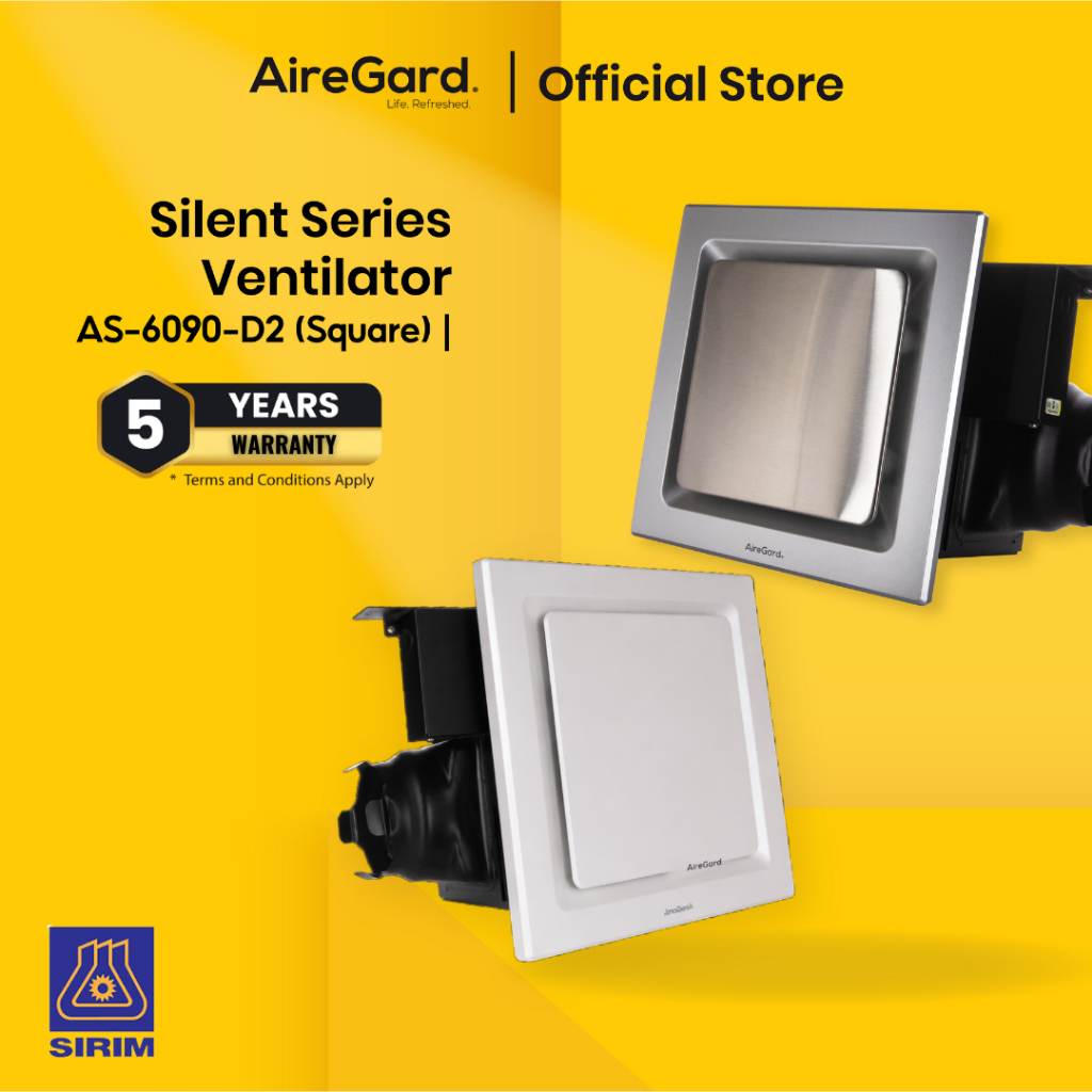 AireGard AS-6090 Silent Ceiling Ventilation Fan 4” Duct Dual Speed Low ...