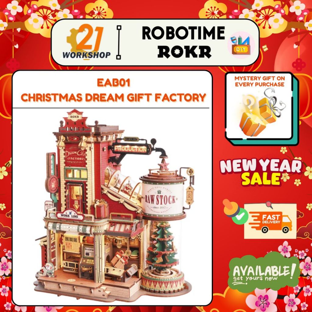 (Ready Stock) Robotime ROKR Christmas Dream Gift Factory Wooden Music ...