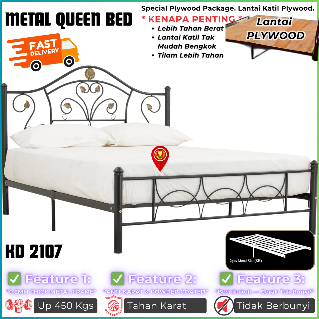 🔥[SENYAP & TAHAN KARAT]Katil Besi Queen Tebal Bed Frame Queen Metal ...