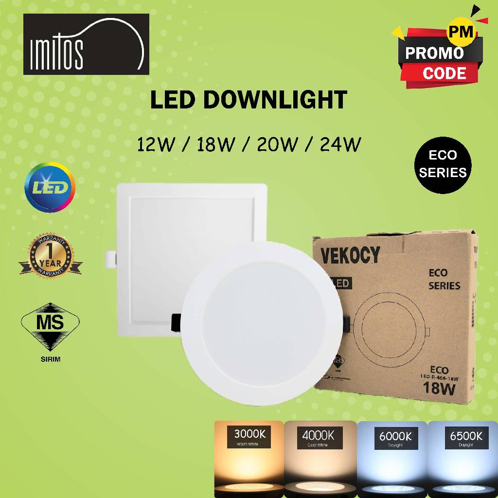 Imitos [SIRIM] LED Downlight 12W 18W 24W Round 4" 6'' 8"Recessed ...