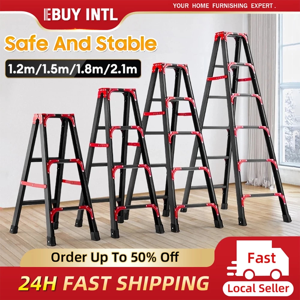 Aluminium Foldable Ladder Heavy Duty 500KG 5/6/7 Step Ladder A -Type ...