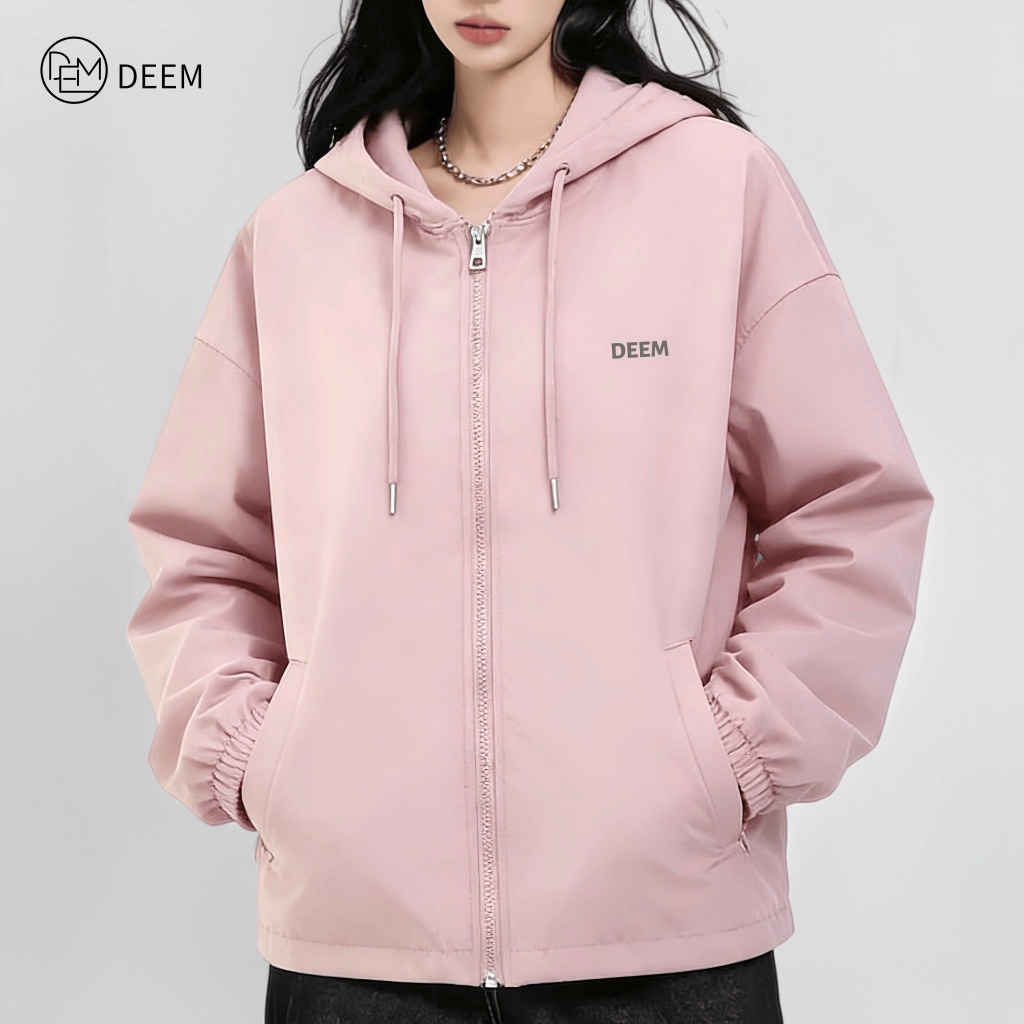 DEEM Hooded Waterproof Reflective Windbreaker Jackets Perempuan Lengan ...
