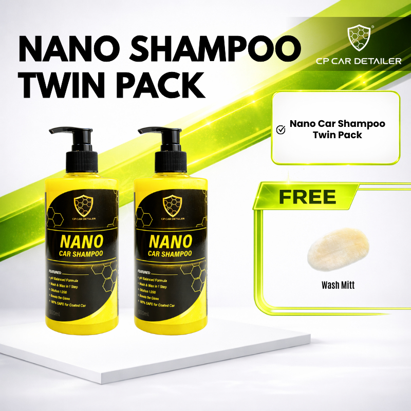CP CAR Detailer - Nano Car Shampoo (500ml x 2) Wash & Wax Car Shampoo ...