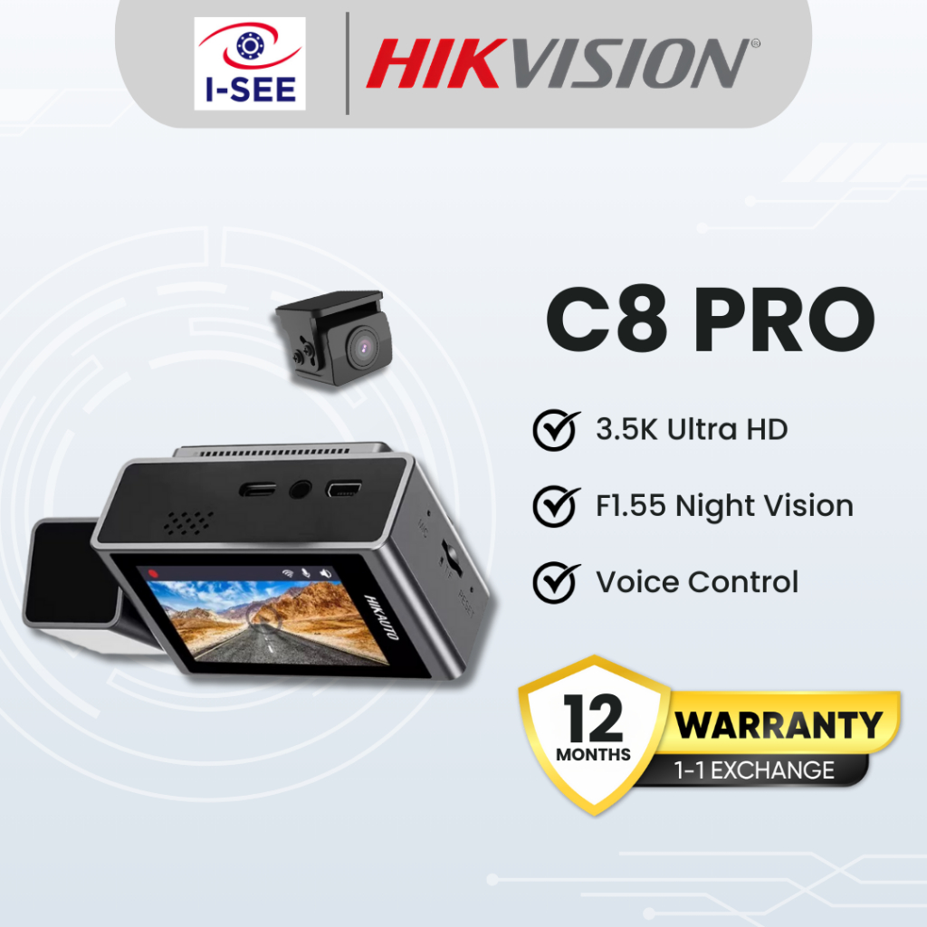 Hikvision C8 Pro Dashcam & Car Camera 3.5K | Dual Channel | GPS + Voice ...