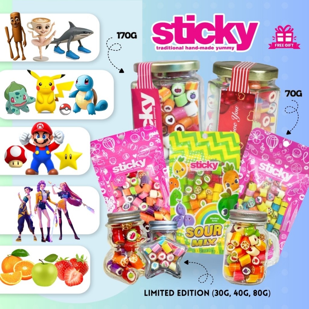 (FG 🎁) Sticky Exclusive Candy Travel Pack Gula-gula Sticky 30gm / 40gm ...