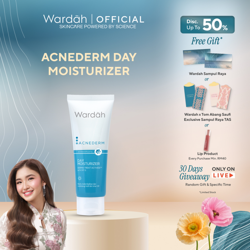 Wardah Acnederm Day Moisturizer 40 ml - Skin Moisturizer with SPF15 ...