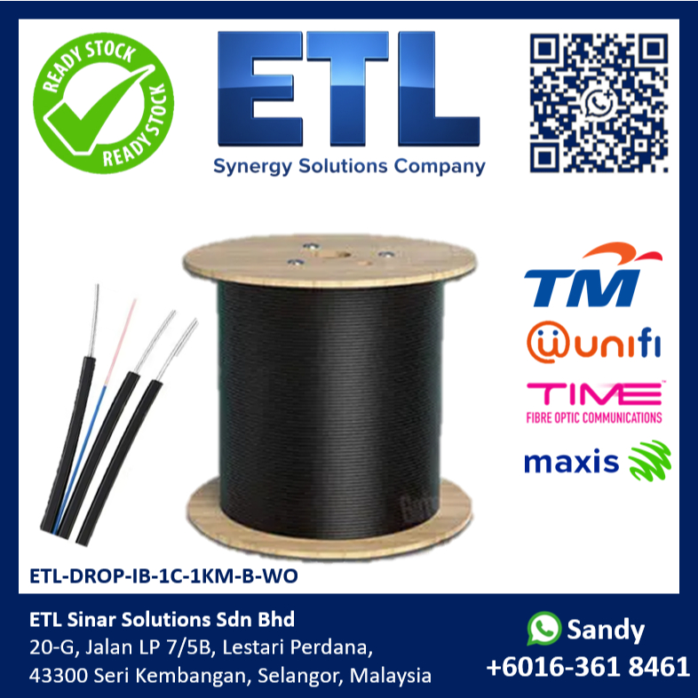 [1KM] High-Speed Drop Fiber Optic Cable | IB&UG Indoor/Outdoor (1/2/4 ...