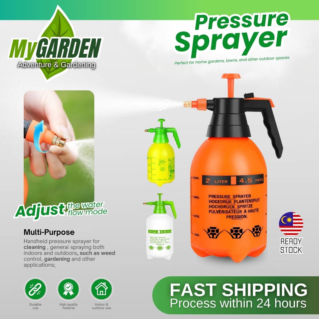 Multi-Purpose 2L Pressure Sprayer Adjustable Nozzle Manual Garden ...