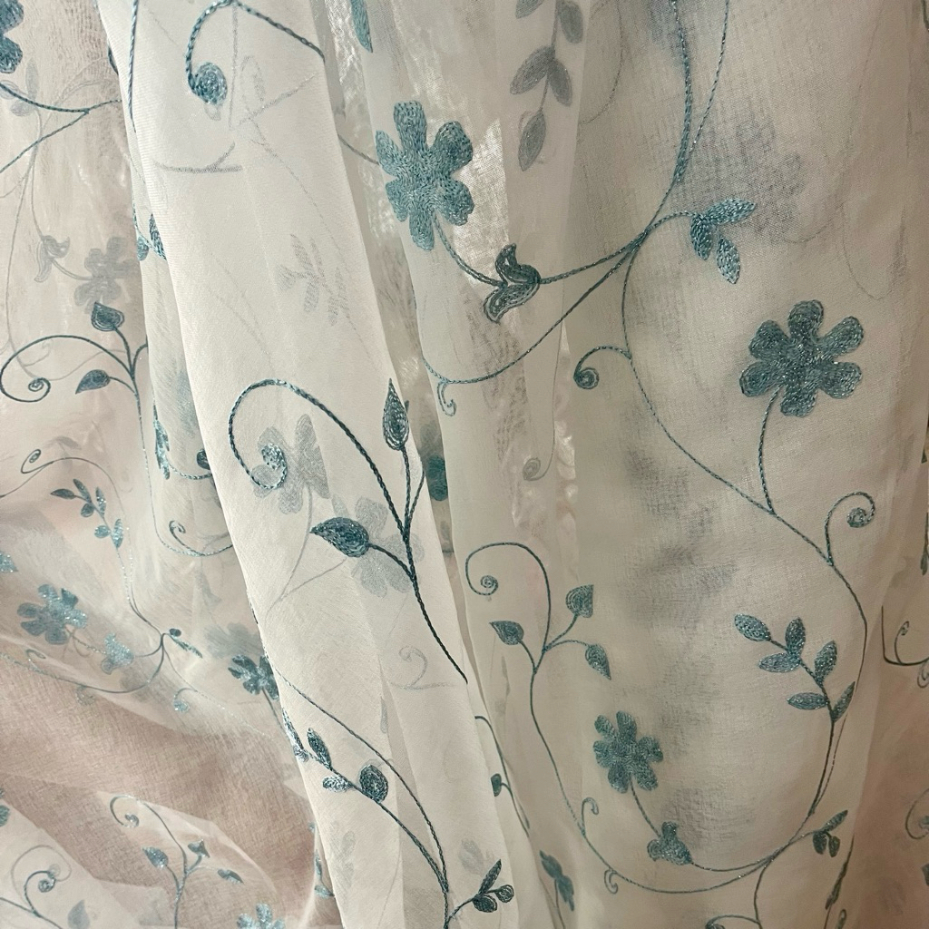 ARIANA Bidang 110" Best Kain Langsir Jarang Bunga Sulam Benang Kilat ...