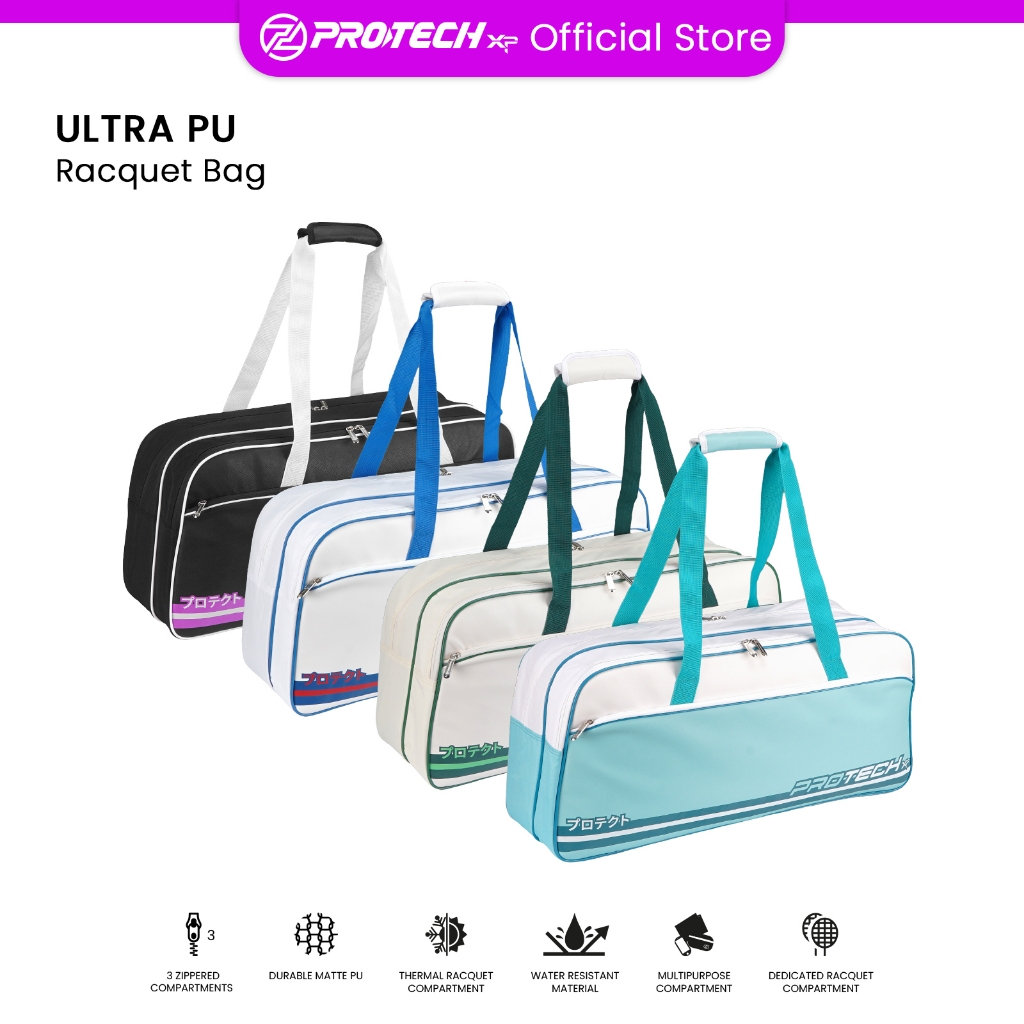 PROTECH 3 Zips Racket Bag with Thermal Compartment - Ultra PU Bag ...