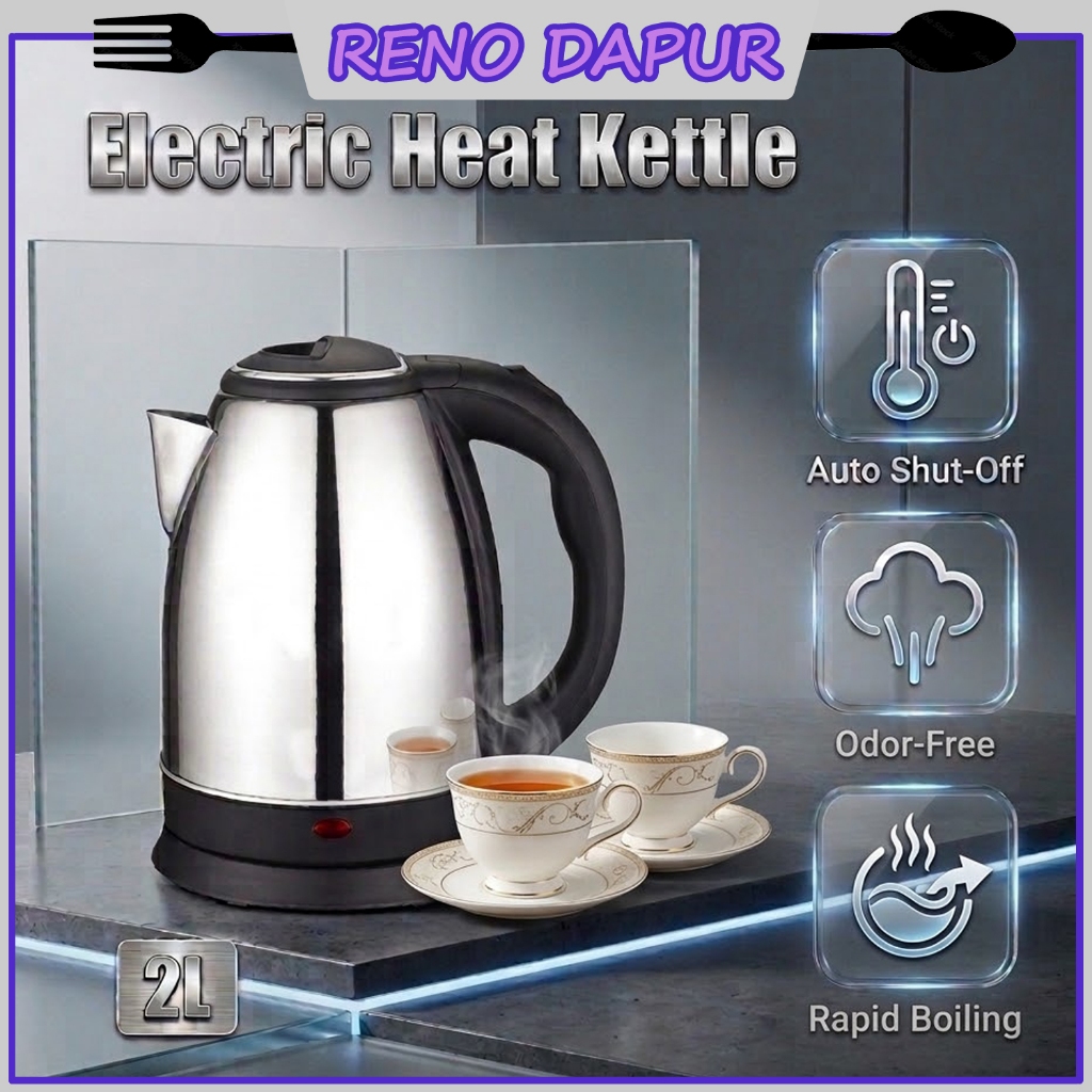 2L Electric Kettle Stainless Steel Jug Fast Boiling Automatic Cut Off ...
