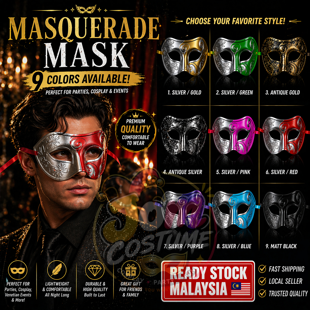 JomCostume Classic Lines Party Mask Halloween Party Masquerade Fancy ...
