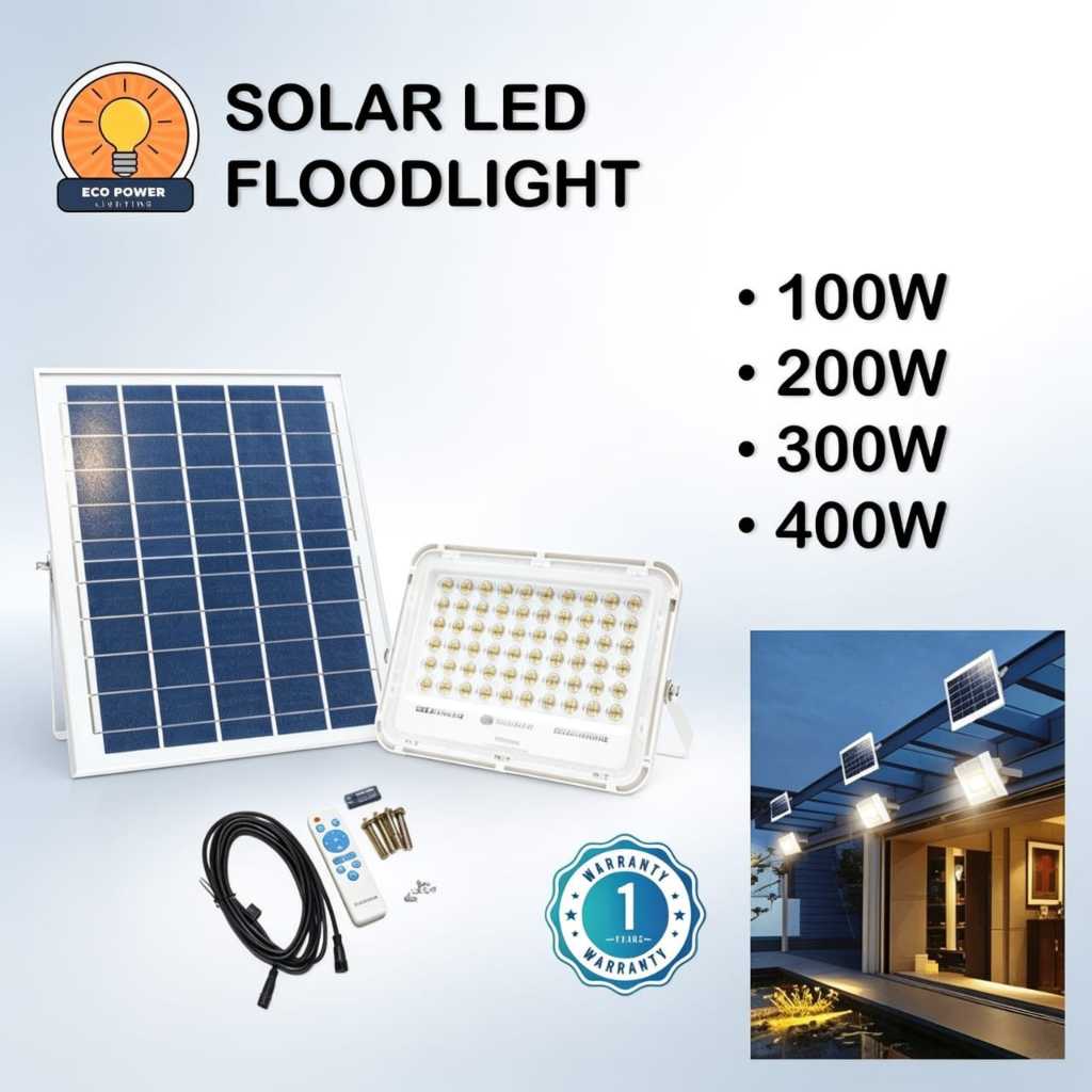 PERKUNAS Solar LED Flood Light 100W/200W/300W/400W Outdoor Waterproof ...