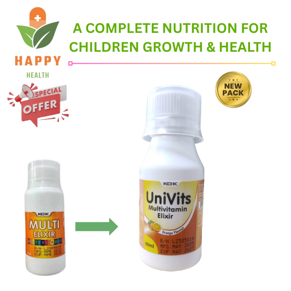 [ Exp 5/2027 ] KCK UniVits Multivitamin Elixir 60ML ( Orange Flavour ...