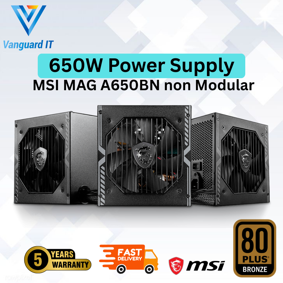 MSI MAG A650BN 650W Power Supply | non modular | 80Plus Bronze PSU 650W ...