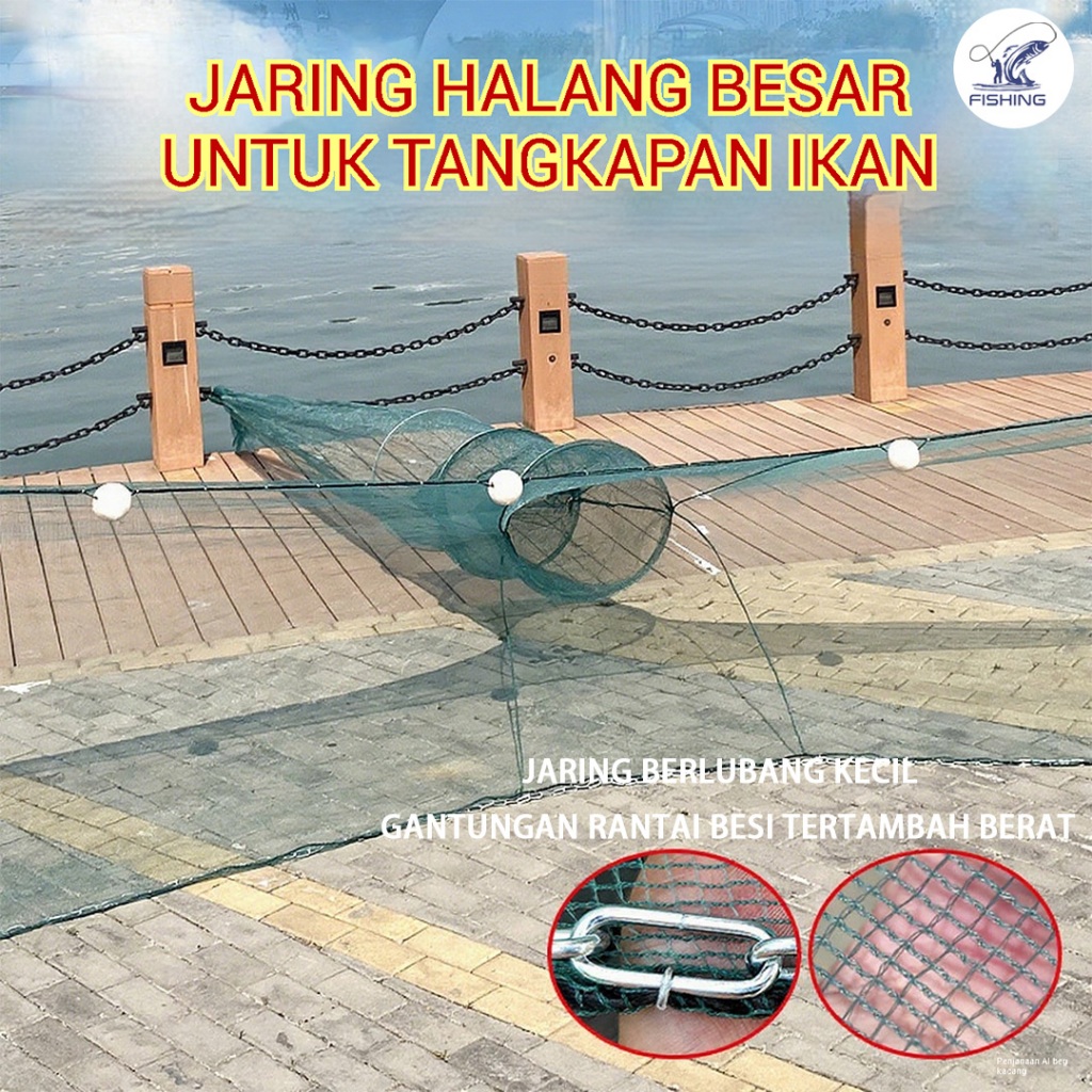 Jaring Ikan Besar Saiz 1m-10m Bubu Ikan Besar Lipat Dapat Kuat Tahan ...