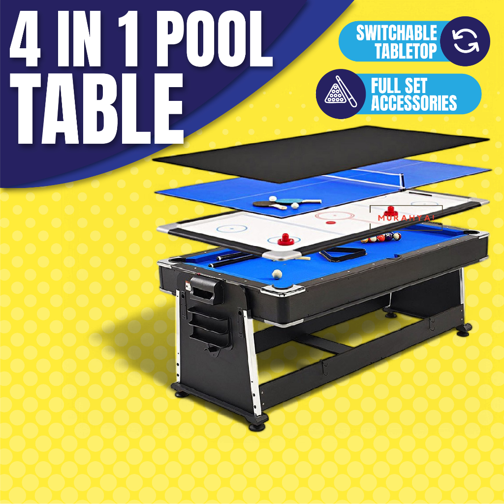 Pool Table 4 in 1 Meja Pool Ping Pong Table Snooker Table Adult Meja ...