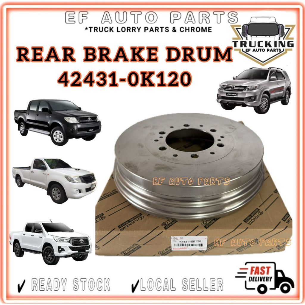 TOYOTA HILUX FORTUNER KUN25 KUN26 GUN125 GUN126 REAR BRAKE DRUM 42431 ...