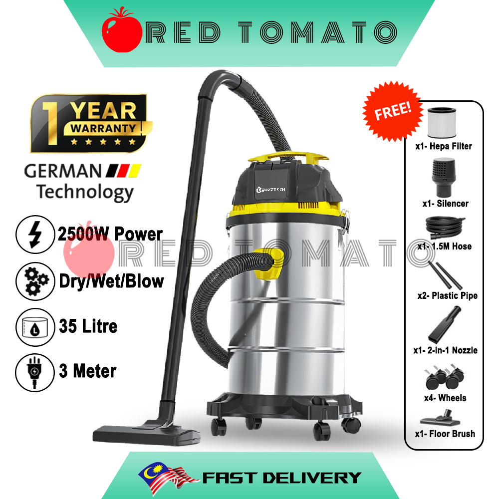 (1 YEAR WARRANTY) RED TOMATO 2500W 35 Litre Wet & Dry Vacuum Cleaner ...