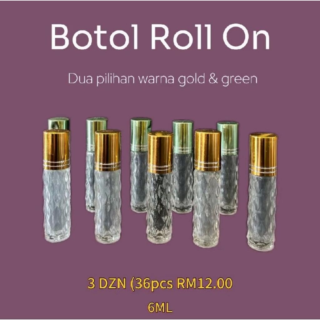 Roll On Roller Botol Kaca Minyak Wangi (6ml) ada (dua) pilihan warna ...