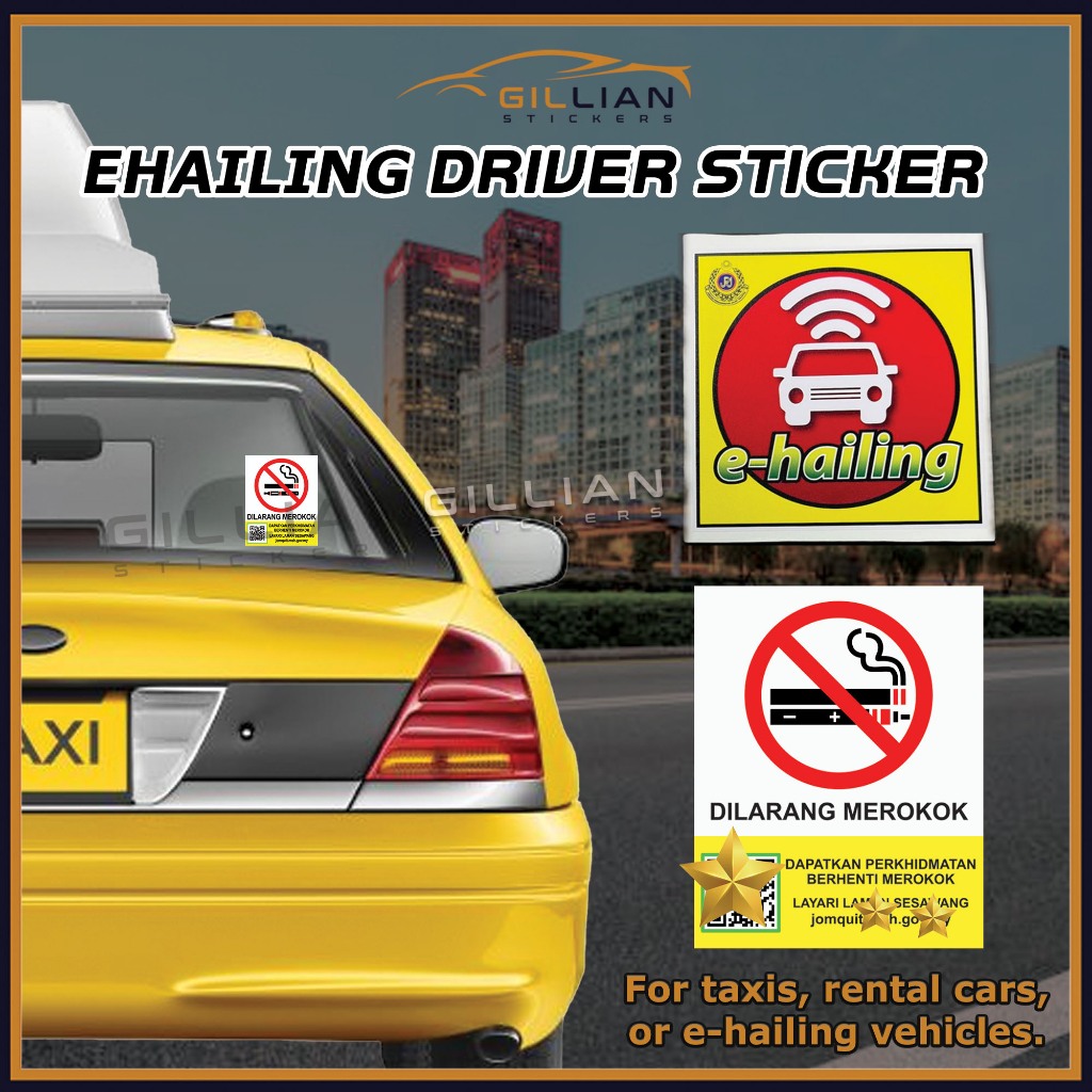 Ehailing Sticker No Smoking Grab Dilarang Merokok For taxis, Grab cars ...