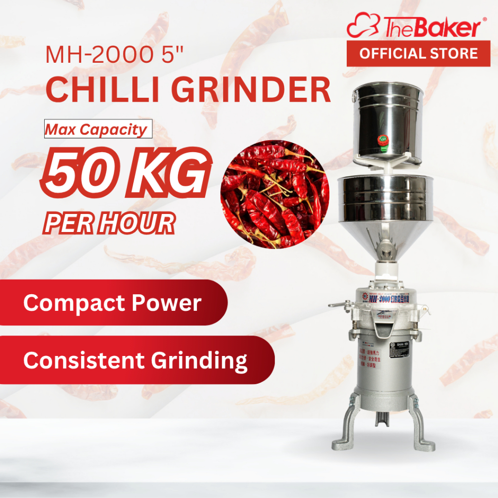 BAKER CHILI GRINDER MH-5AC 50KG/HR (MADE IN TAIWAN) 5" STONE GRINDER ...