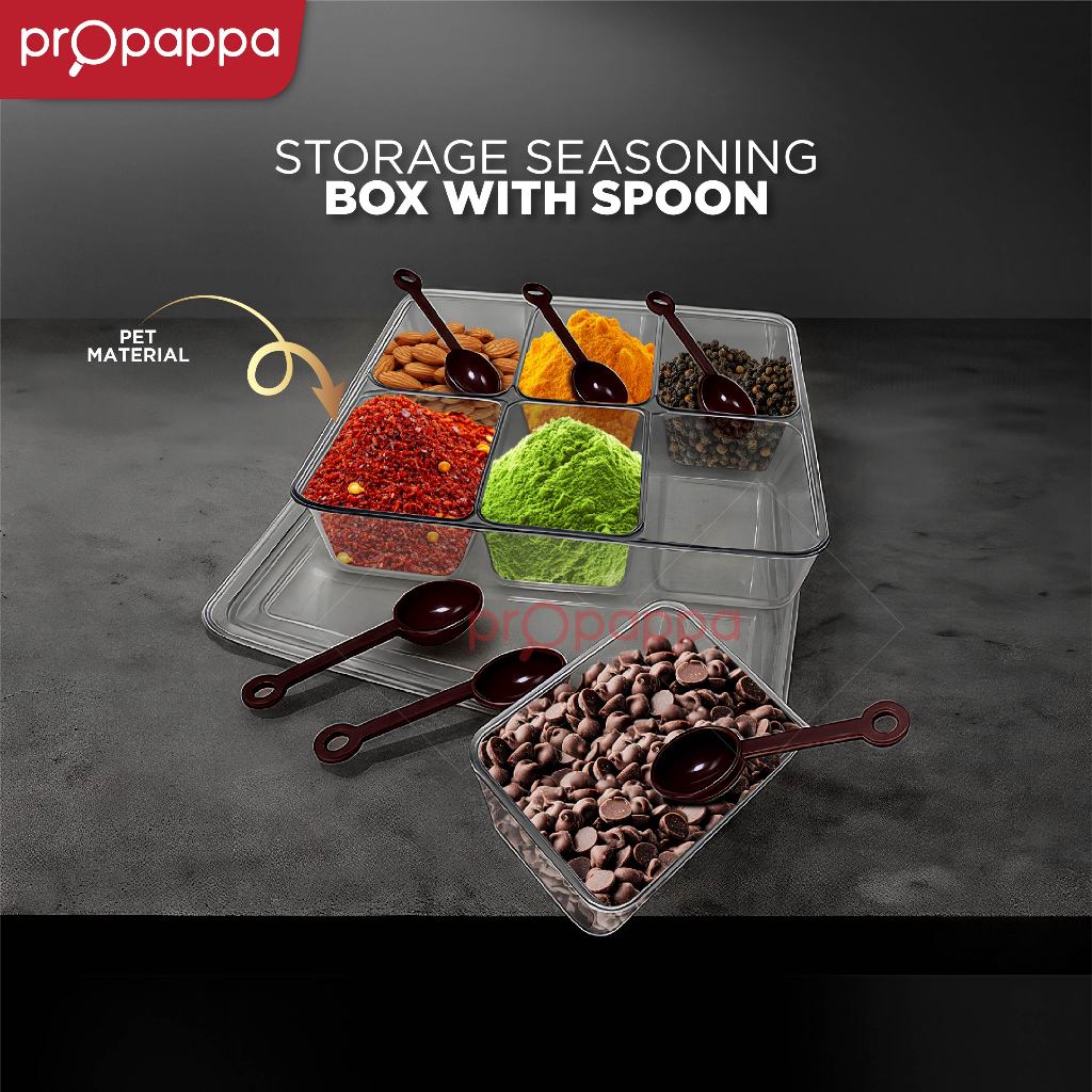 Propappa - 6 Grids Seasoning Storage Box Transparent Container | Bekas ...