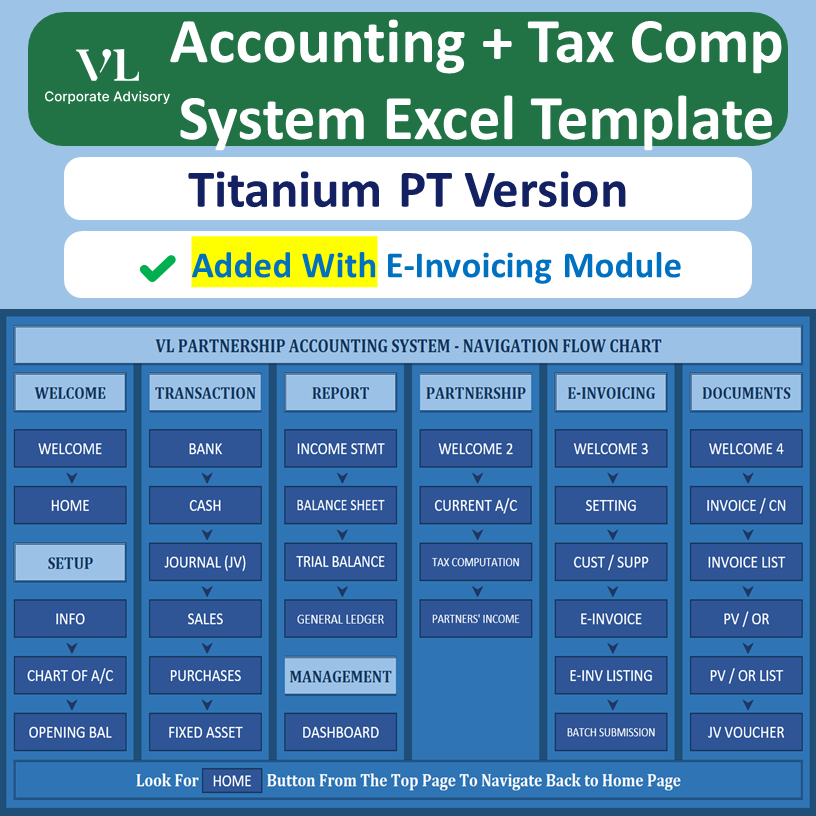 VL Accounting + Tax Computation System Excel Template Full Set Accounts ...