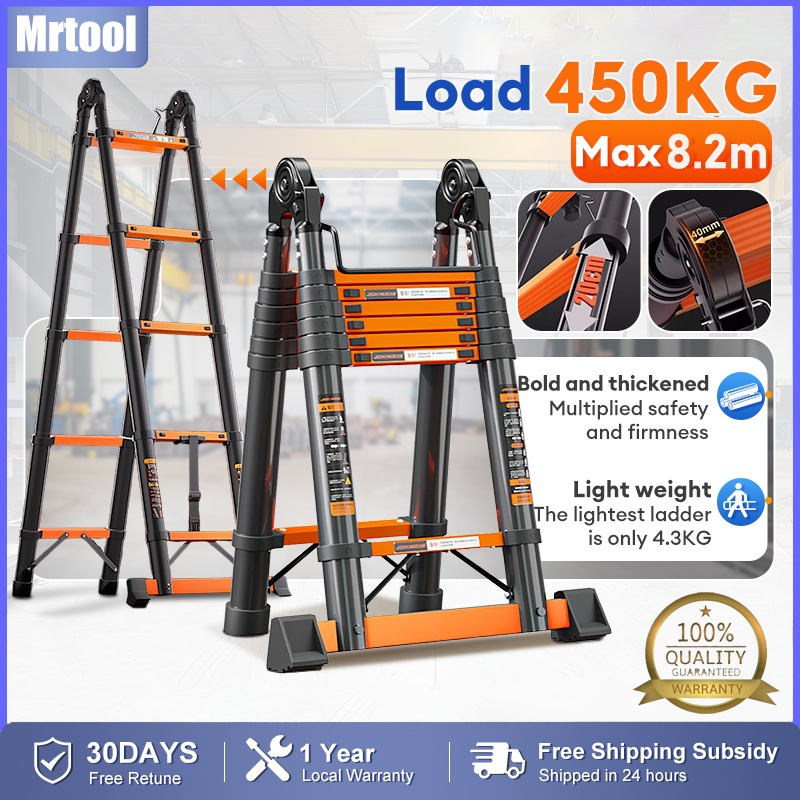 Telescopic Ladder Foldable Aluminum Heavy Duty Home portable step ...