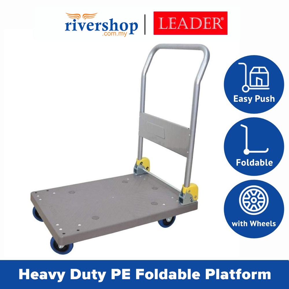 LEADER 450KG Heavy Duty Trolley PE Foldable Platform Hand Truck 4 Wheel ...