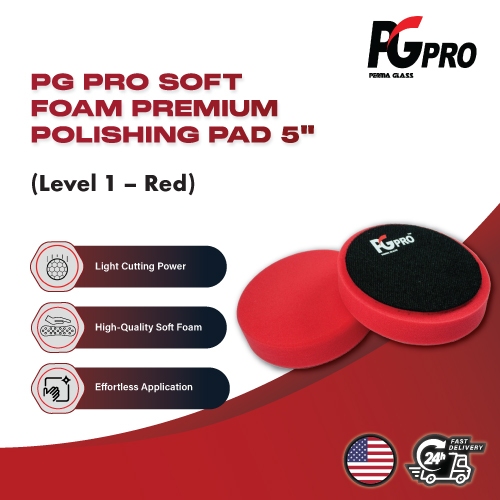 PG Pro Soft Foam Premium Polishing Pad 5" | Level 1 – Red | Finishing ...