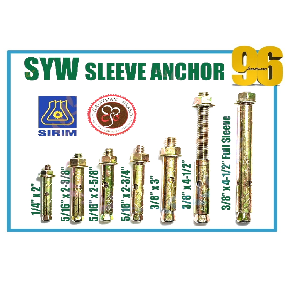 *SYW* Sleeve Anchor Wall Plug Besi 1/4", 5/16" & 3/8" | Shopee Malaysia