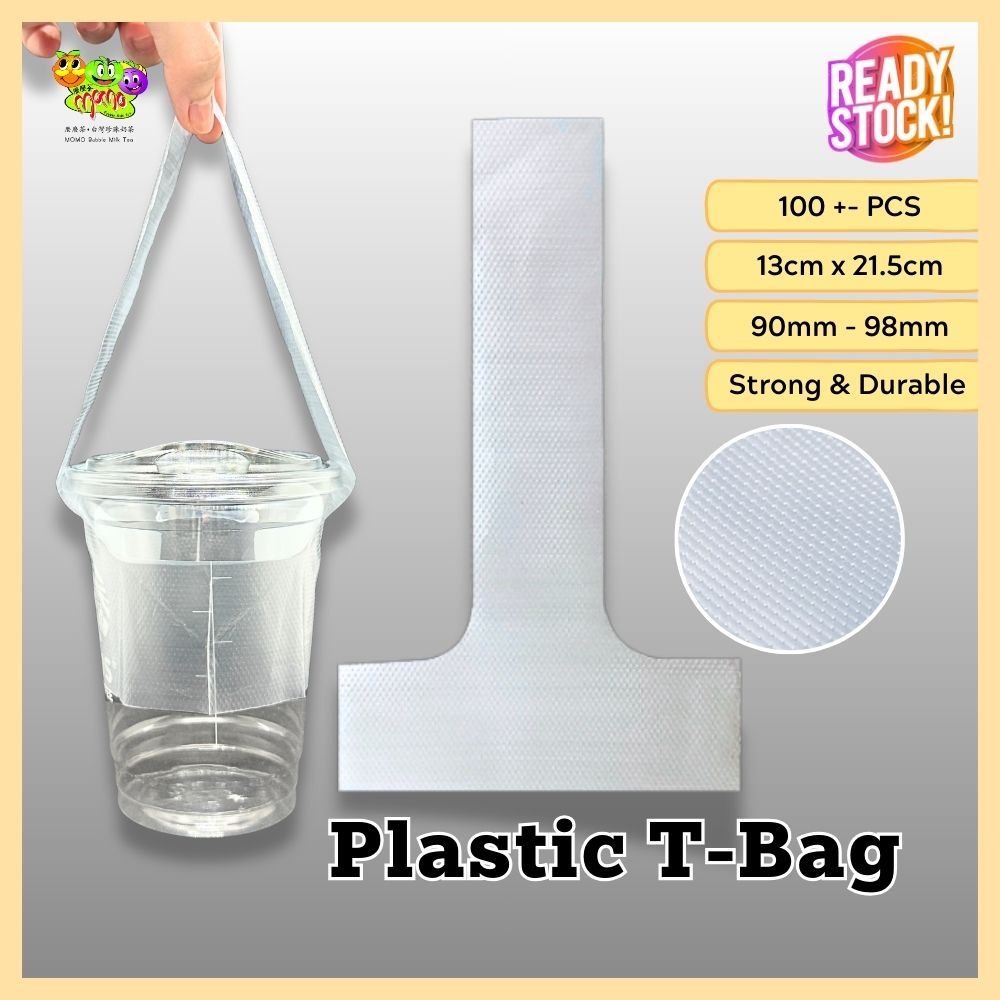 Plastic T Bag 100+- PCS Thick Milk Tea Bag Take Away Cup Plastik ...