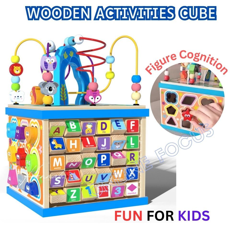 5 in 1 Cube Montessori Alphabet Recognition / Clock / Learning Toys ...