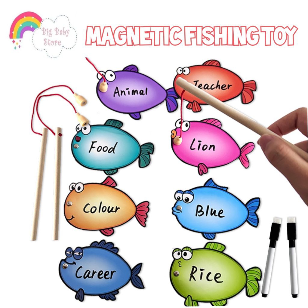 Magnetic Fishing Game Rewritable Card 💕Ready Stock💕 Double-Sided ...
