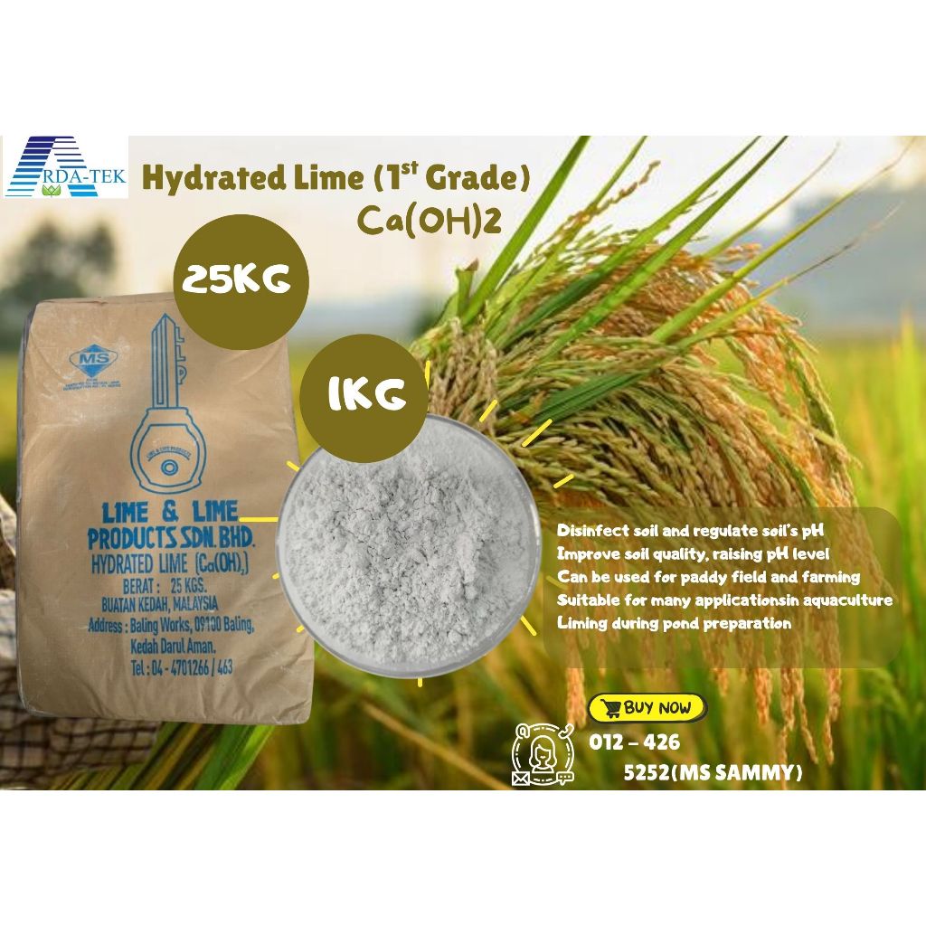 [25 KG] [1st Grade] Hydrated Lime (Ca(OH)₂) Kapur Terhidrat | Calcium ...