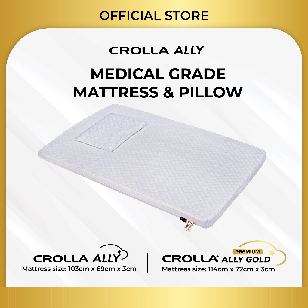 Ally Medical Grade Mattress and Pillow Set (Baby Cot Mattress and ...