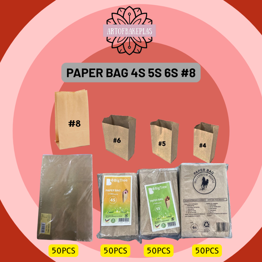 Paper Bag 4s 5s 6s (100pcs) #8 (50PCS) / Beg Kertas Coklat /Gift Bag ...