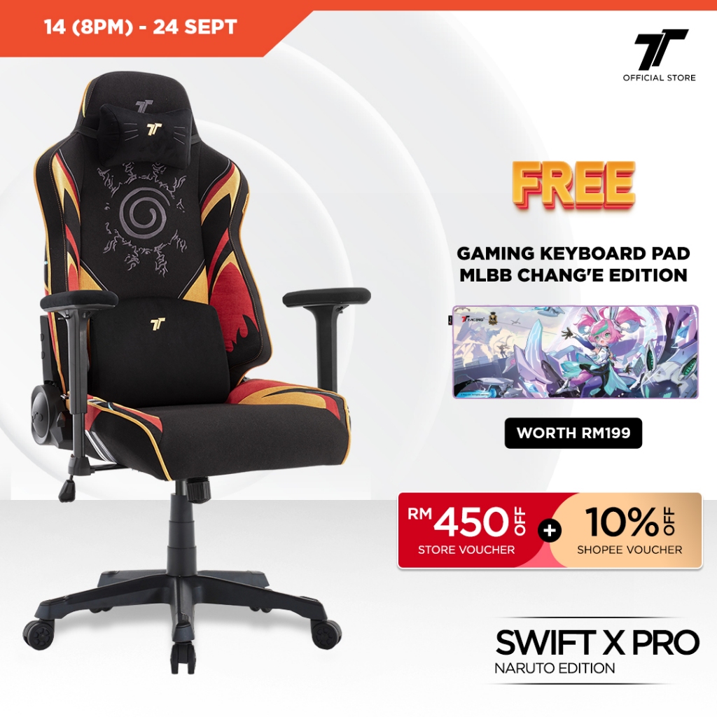 TTRacing Swift X Pro Naruto Edition Air Threads Fabric Gaming Chair ...