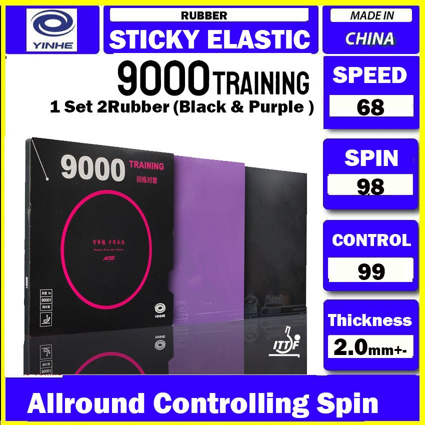 YINHE 9000 Training COLOUR TABLE TENNIS RUBBER SET (2 RUBBERS Black ...