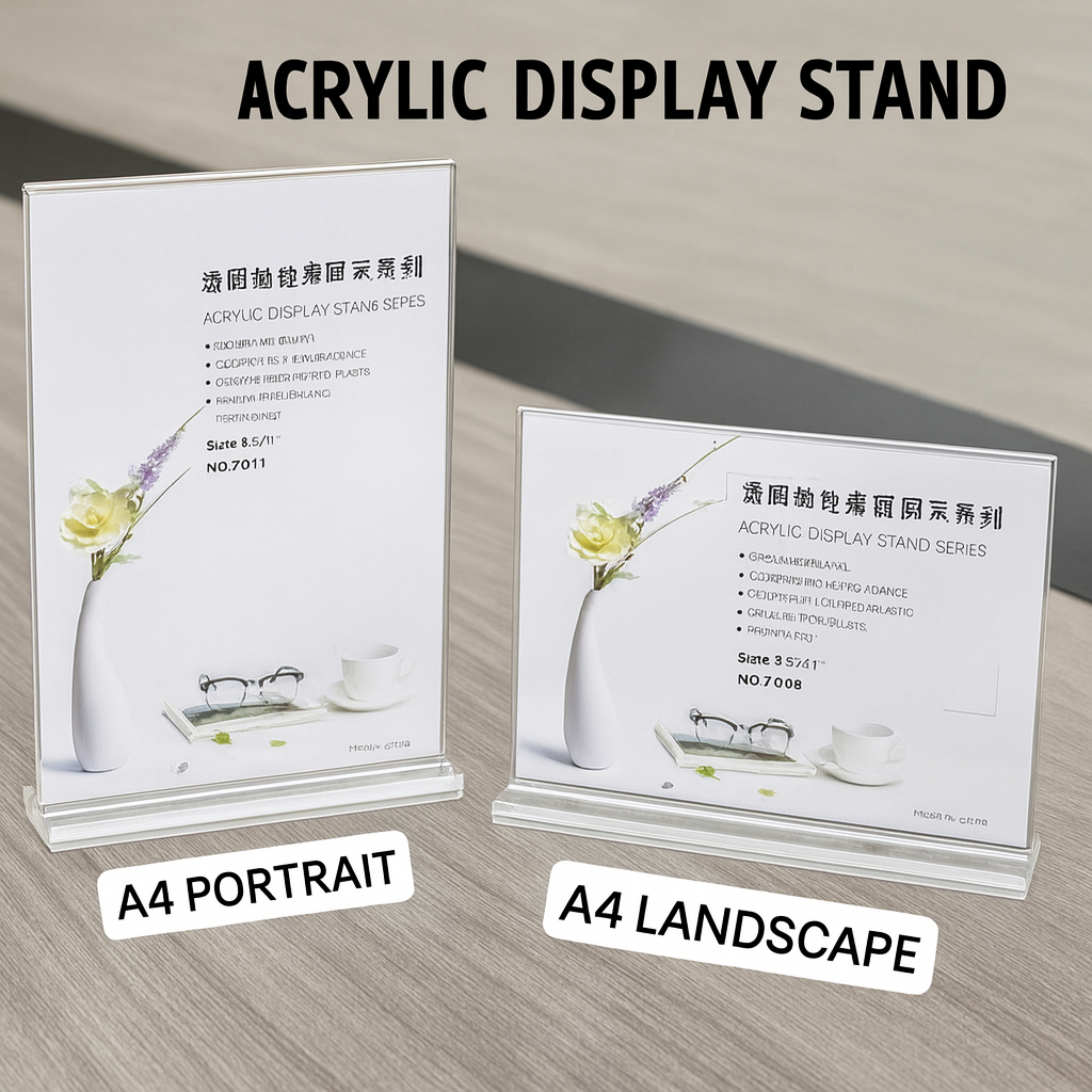 AS2 - A4 Acrylic Display Stand Portrait Landscape / A5 Acrylic Stand ...