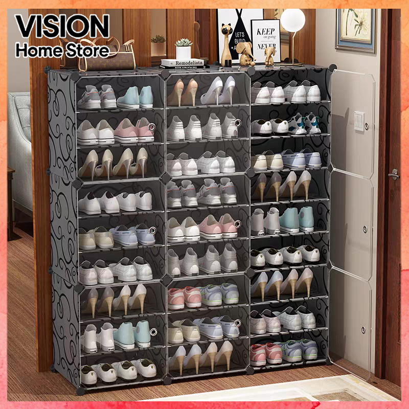 VISION Shoe CabinetWith Door Shoe Storage Box Stackable Plastic Shoes ...