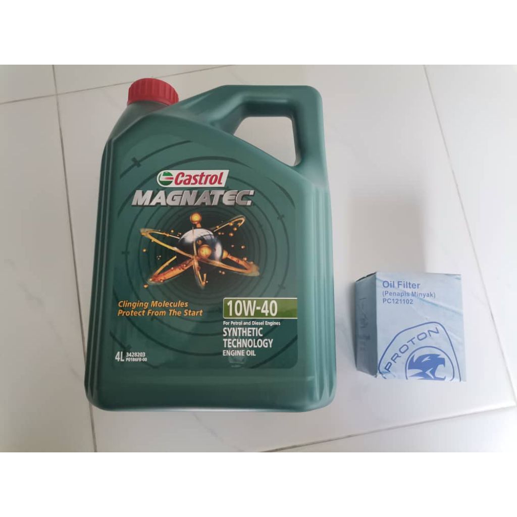 Proton Satria Neo Minyak Hitam CASTROL MAGNATEC ORIGINAL 10W/40 SEMI ...