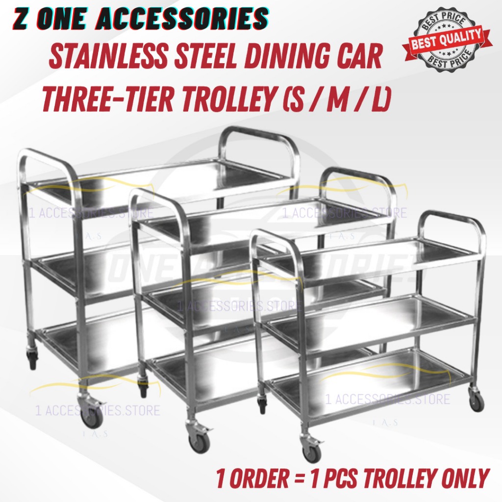 Stainless steel dining car three-tier trolley/Kitchen trolley / KITCHEN ...