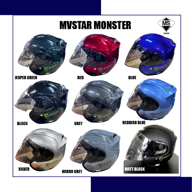 MV STAR MONSTER WITH VISOR MOTOR HELMET *SIRIM APPROVED* | Shopee Malaysia