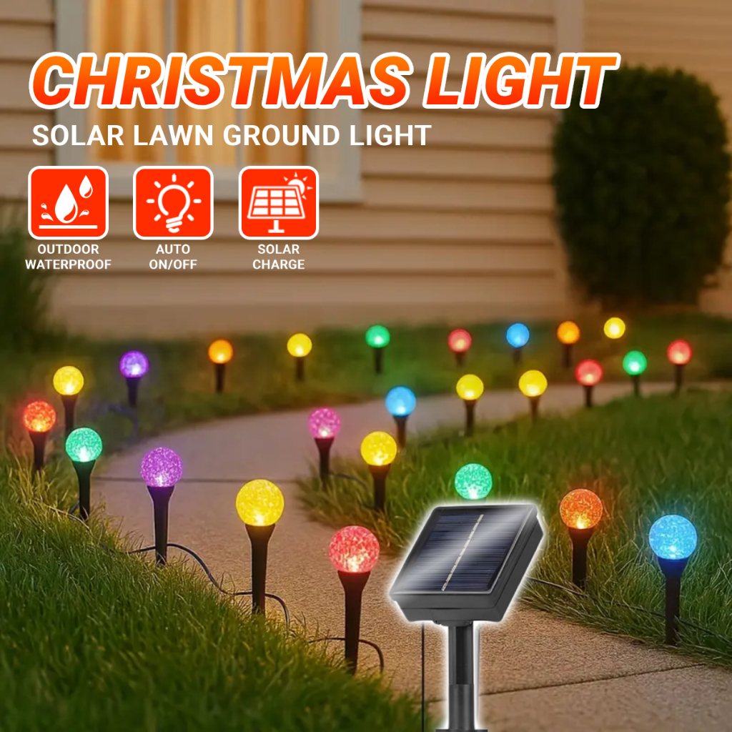 Solar Crystal Ball Lawn String Light Waterproof Insert Into The Land ...