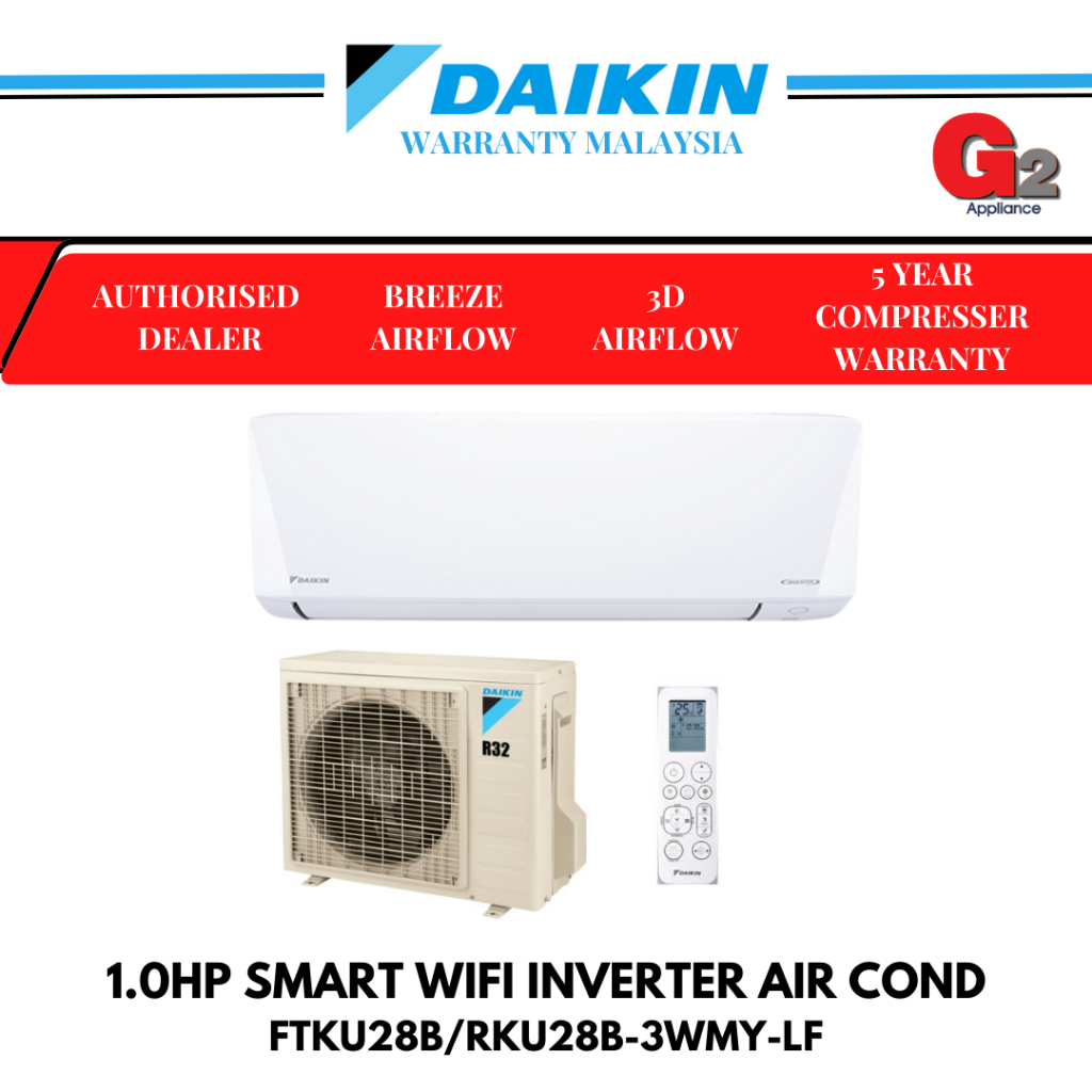 DAIKIN 1 HP R32 (5 STAR) DELUXE WALL-MOUNTED INVERTER I FTKU28B / RKU28 ...