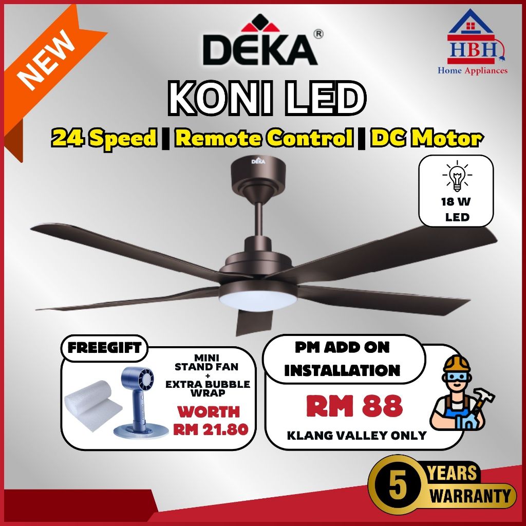 【DEKA KONI】54" Ceiling Fan 5 Blades LED Light DC Motor Baby Fan Remote ...